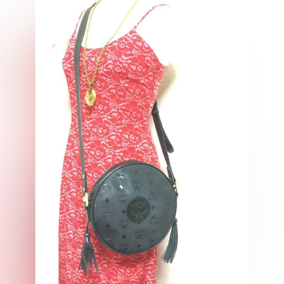 MCM | Bags | Vintage Mcm Black Monogram Round Shape Shoulder Bag With ...